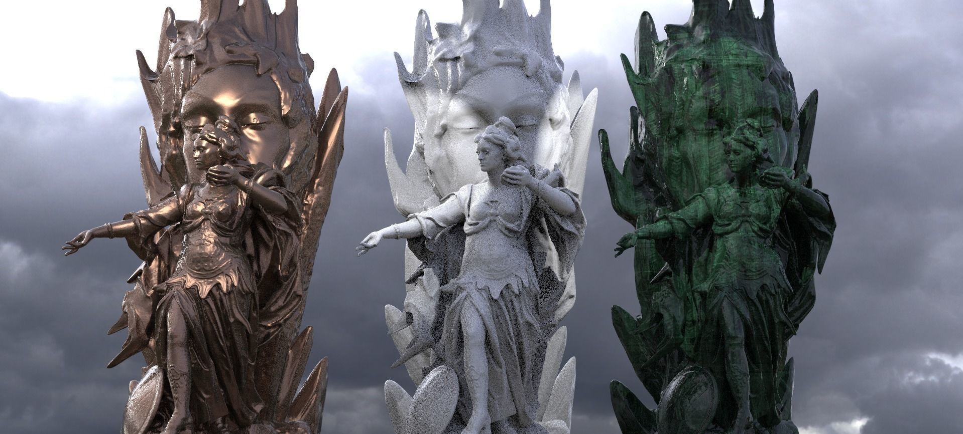 Athena Wise Goddess Statue With Head Crystal Statue 3D model | CGTrader