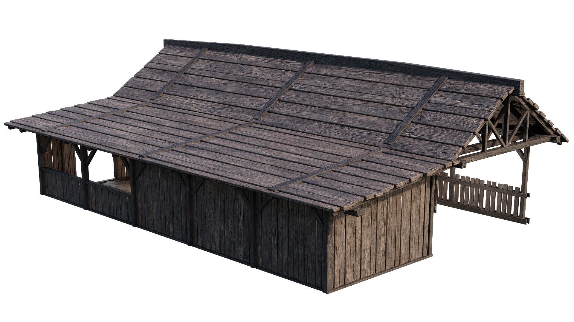 FREE Old Simple Wooden Farm Barn 2K GameReady 002 free VR / AR / low ...