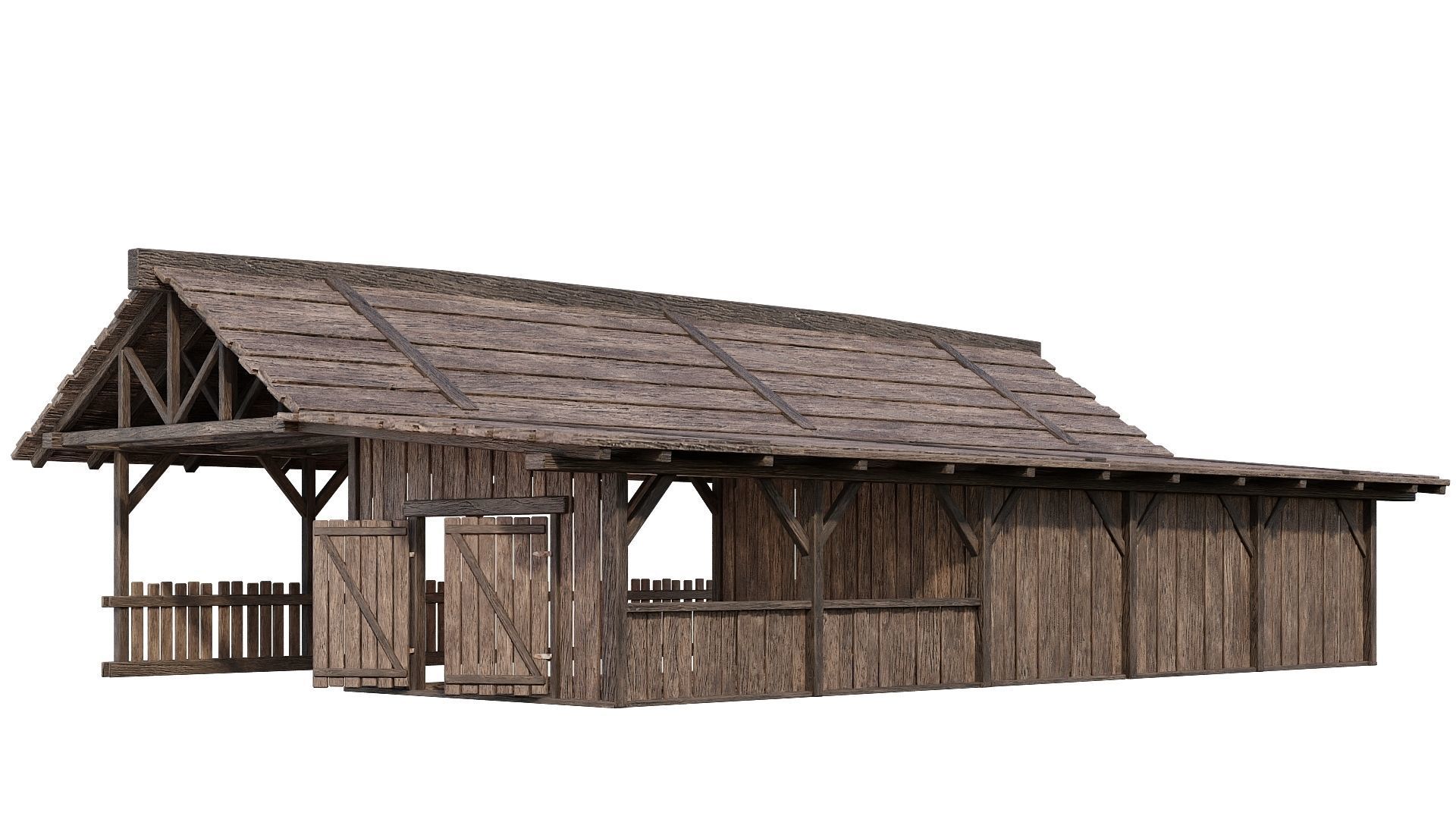 FREE Old Simple Wooden Farm Barn 2K GameReady 002 free VR / AR / low ...