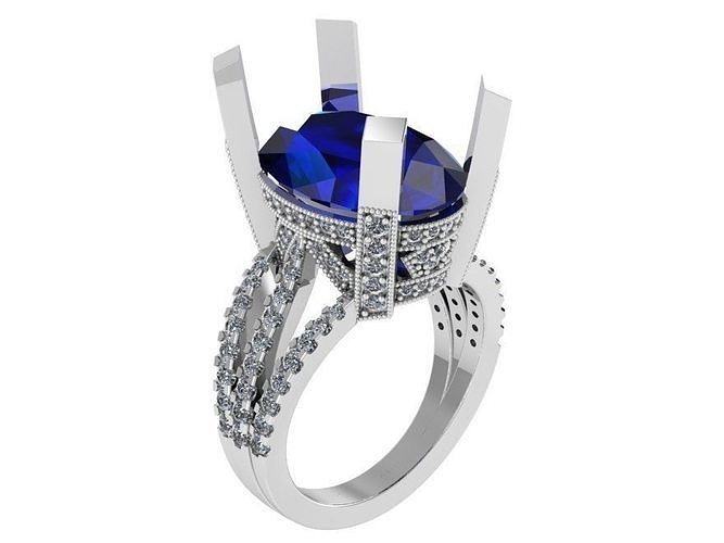 Oval Cut Sapphire Ring 0774 3D model 3D printable | CGTrader