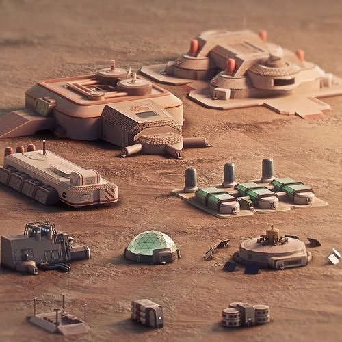 3D model Low-poly Space Base buildings VR / AR / low-poly | CGTrader