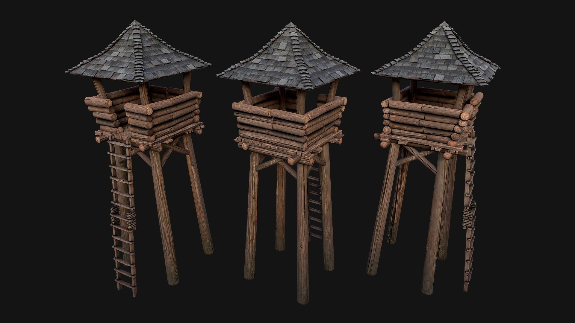 3D model Medieval Wooden Fort Castle Constructor VR / AR / low-poly ...