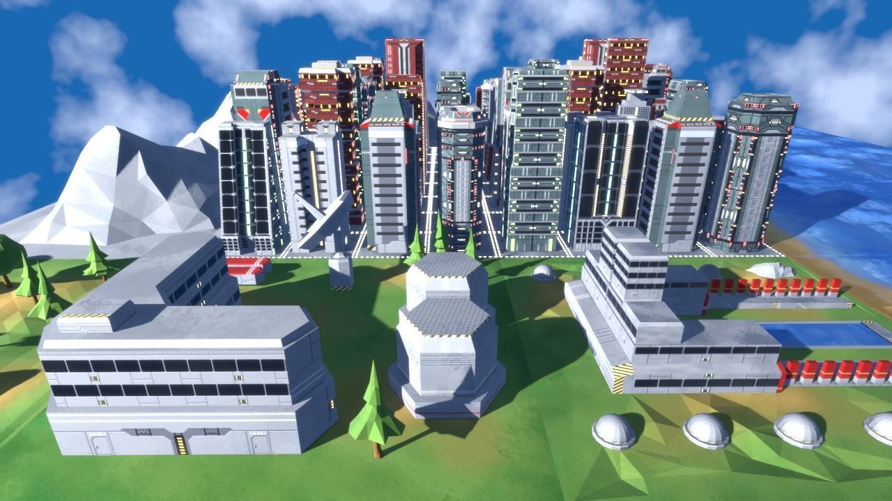 3D model Futuristic city map tiles VR / AR / low-poly | CGTrader