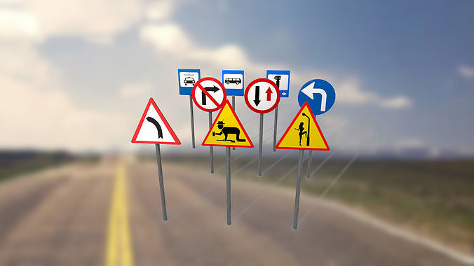 3D model Road signs PBR low-poly game ready VR / AR / low-poly | CGTrader