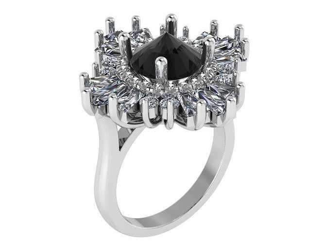 Flipped Diamond Halo Ring 0856 3D model 3D printable | CGTrader