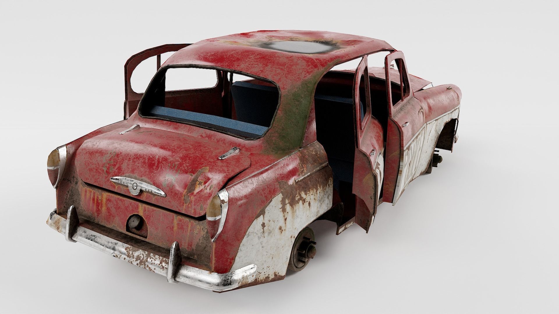 3D model car ruined damaged m407 rusty vintage iv7 VR / AR / low-poly ...
