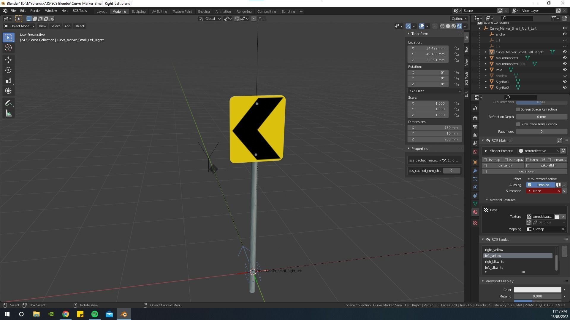 3D model Australian Road Curve And End Of Road Marker Signs VR / AR ...