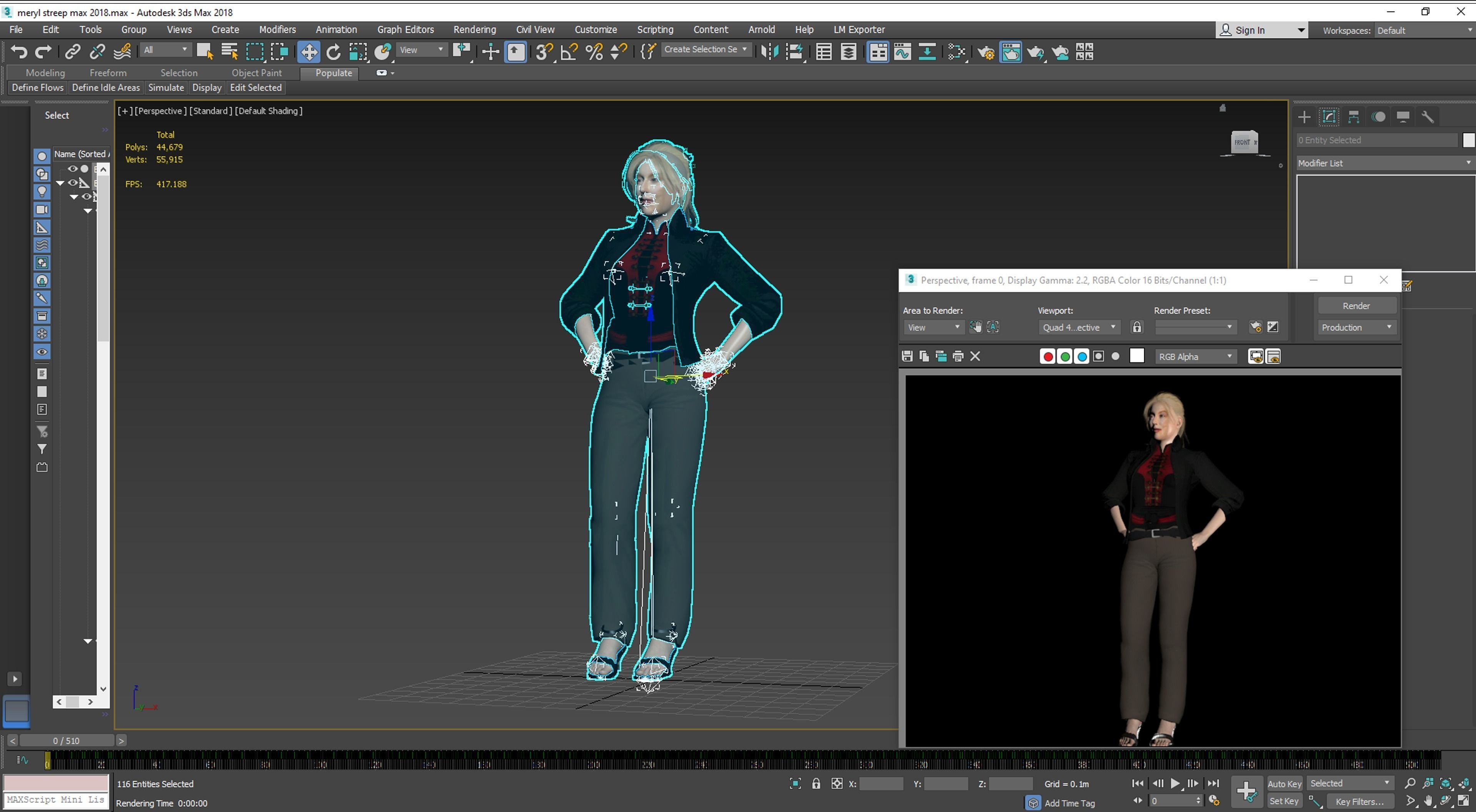 3D model Meryl Streep 3D Rigged model ready for animation VR / AR / low ...