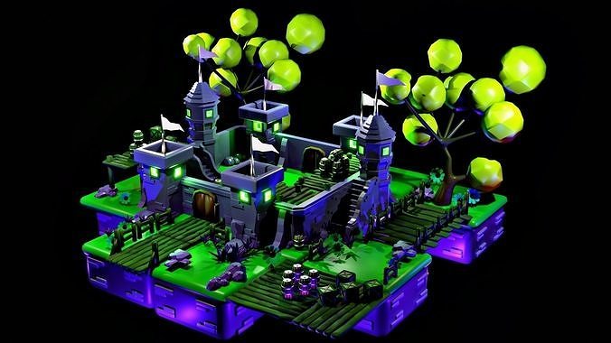3d low poly castle 3D model | CGTrader