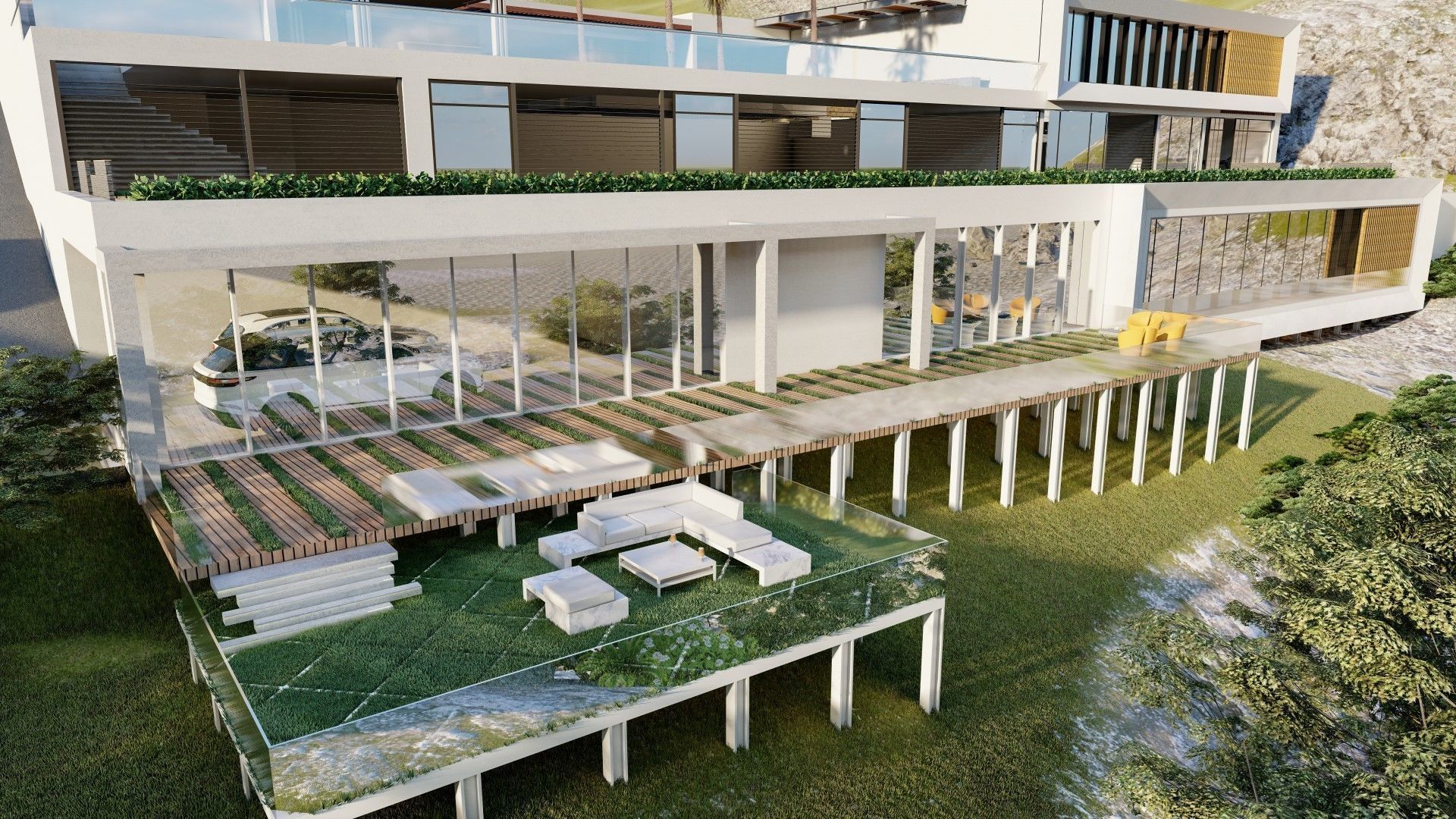 building exterior with garden landscape 3D model | CGTrader