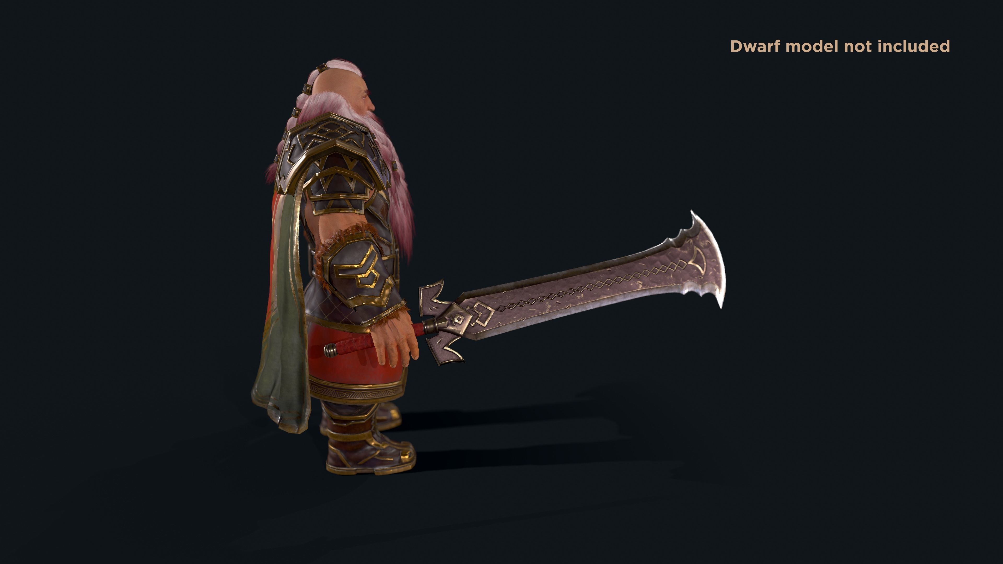 3D model Dwarf Two-Hand Sword VR / AR / low-poly | CGTrader