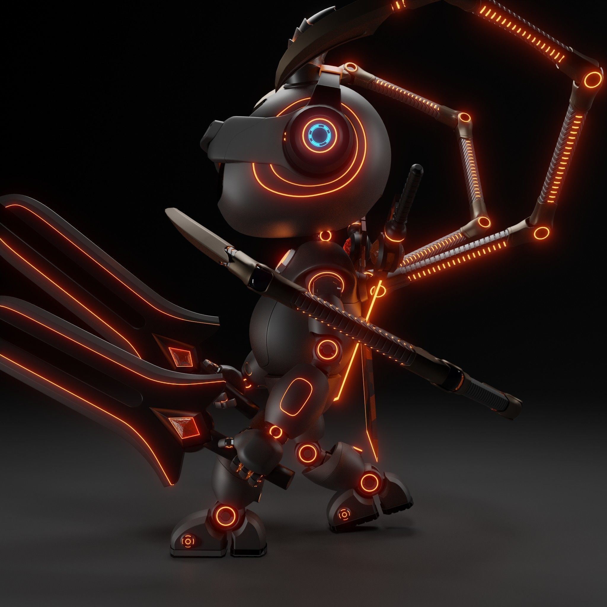 Cute Short Robot V3 3D model rigged | CGTrader