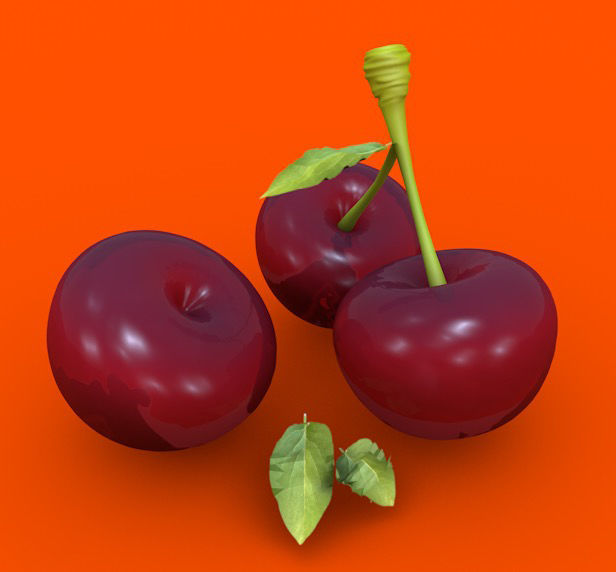 Cherry model three cherries free 3D model | CGTrader