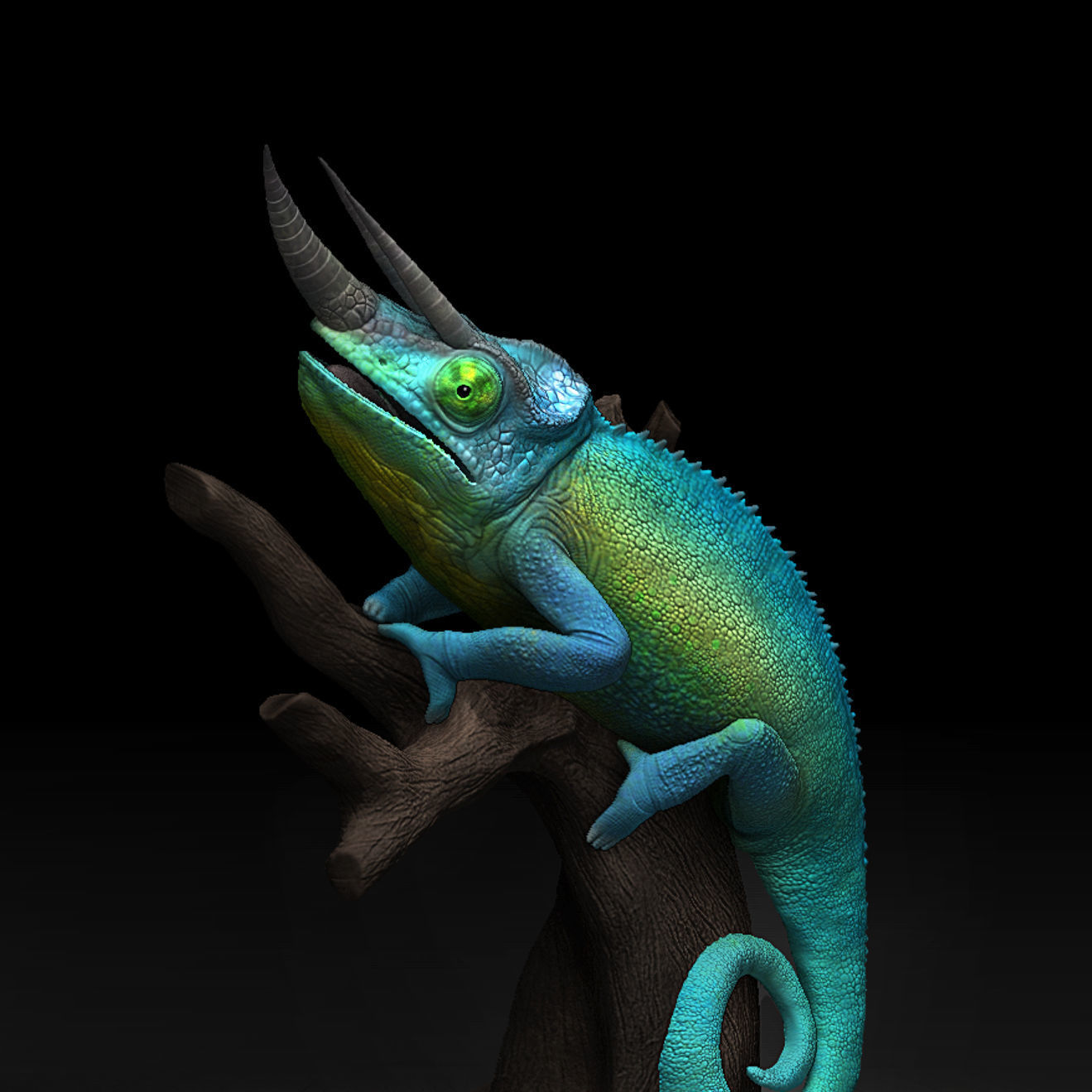Three-horned chameleon Trioceros jackonii 3D model 3D printable | CGTrader