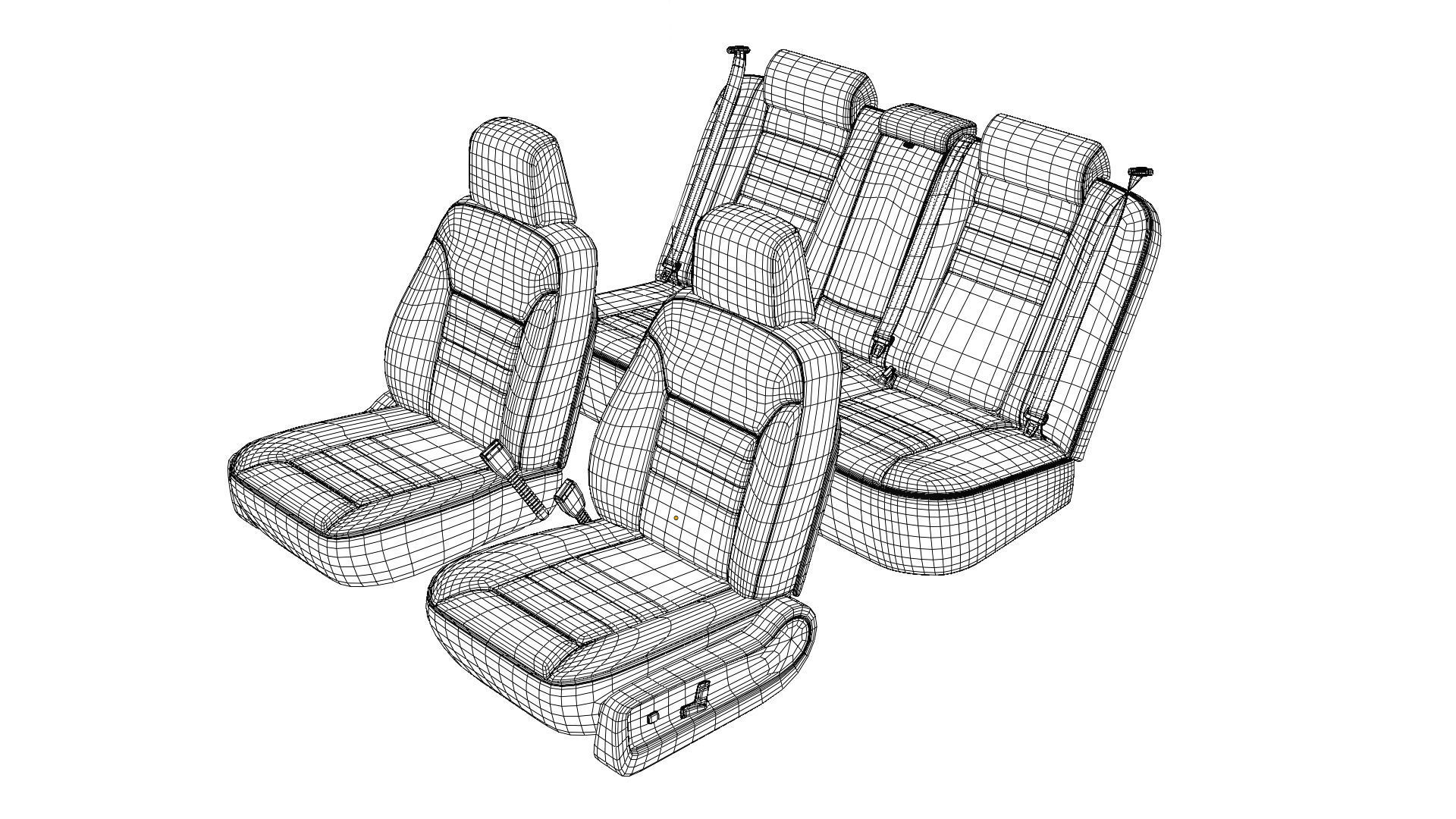 3D model Universal Regular Car Seat Set Red Leather VR / AR / low-poly ...