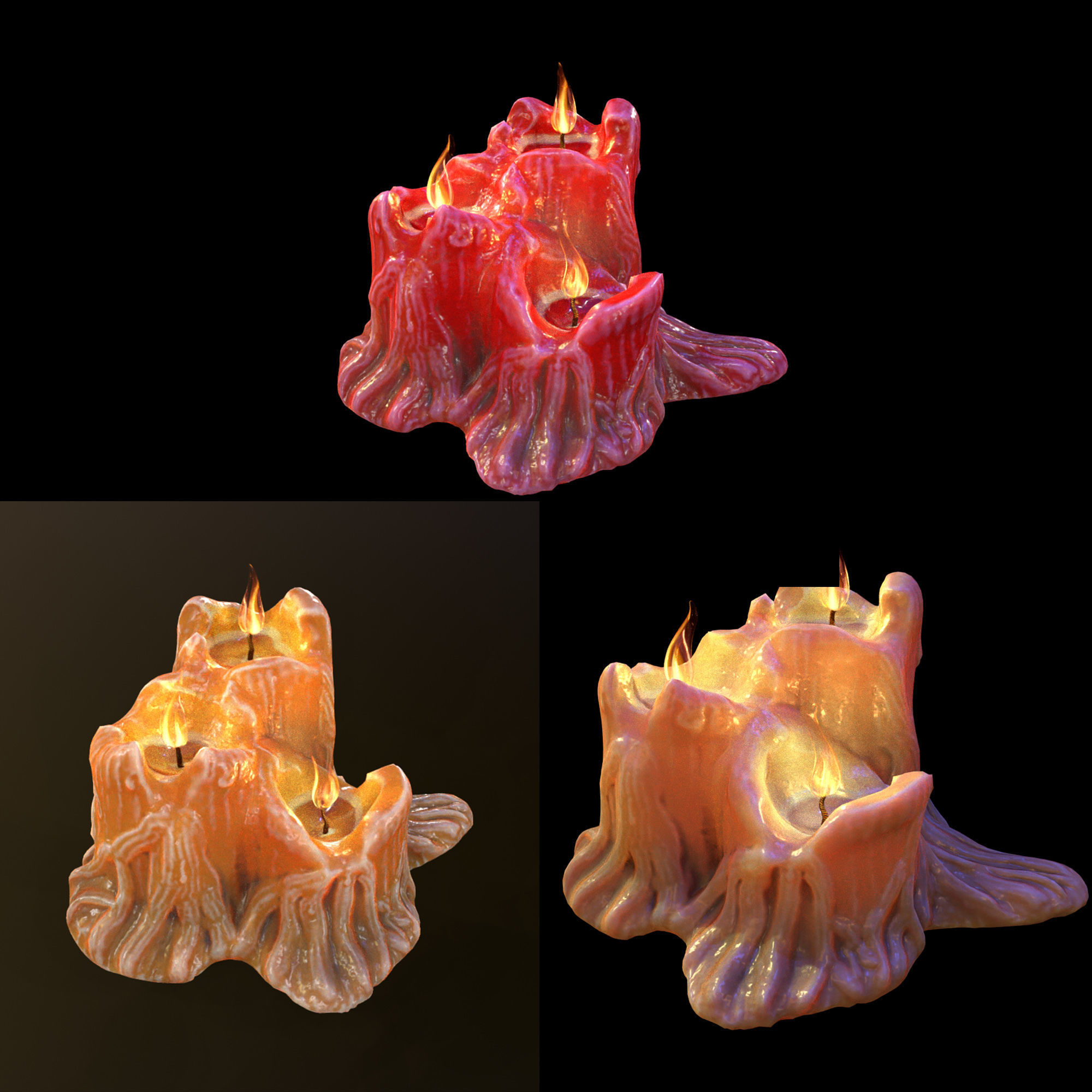 3D model Set of candles VR / AR / low-poly | CGTrader