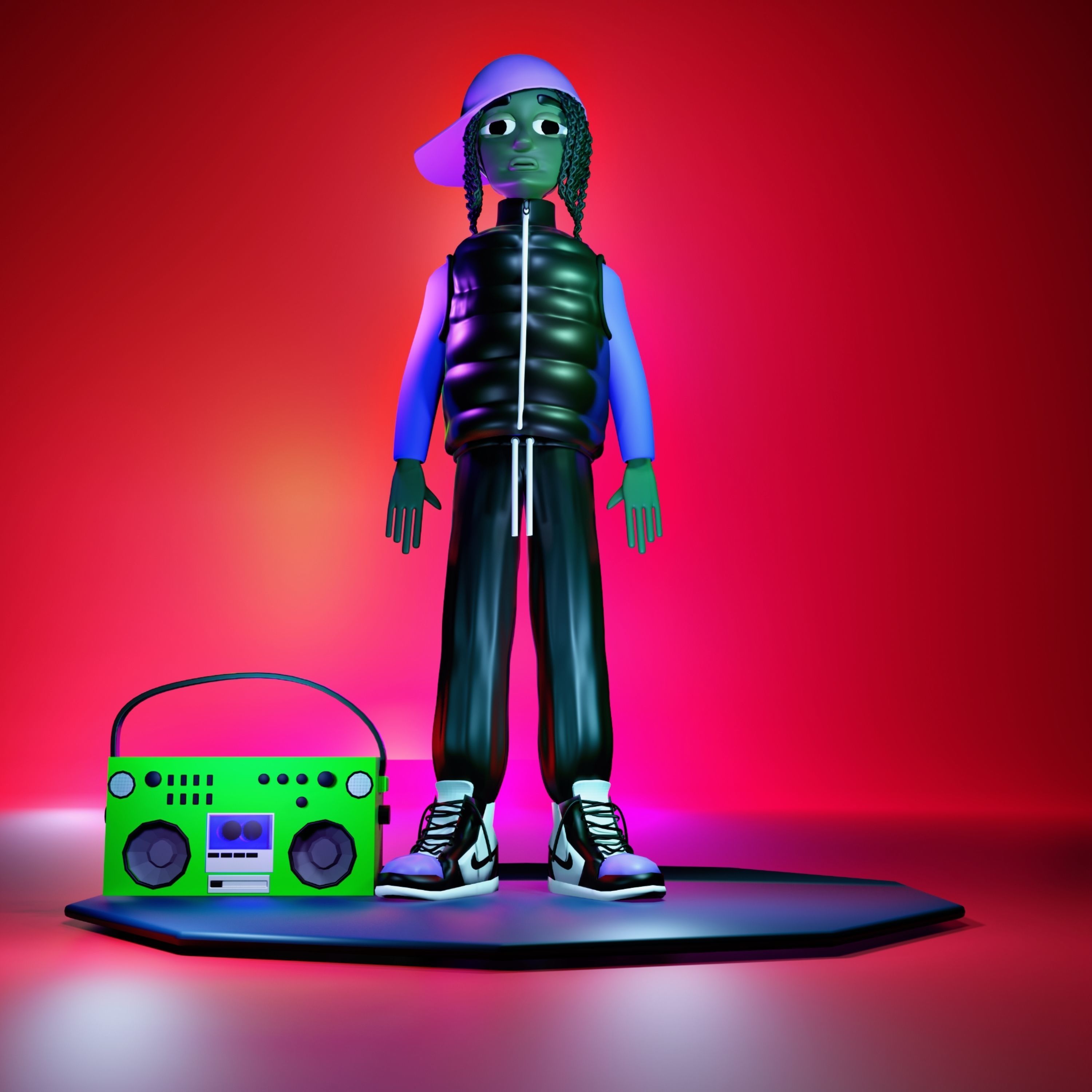 3d character cartoon with boombox 3D model | CGTrader