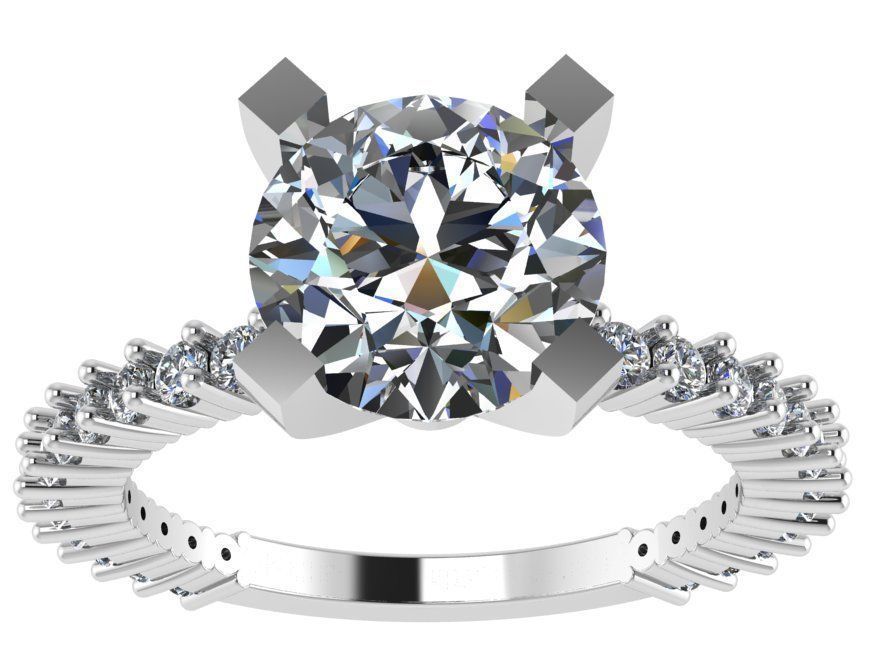 Peg Head Diamond Ring 0885 3D model 3D printable | CGTrader