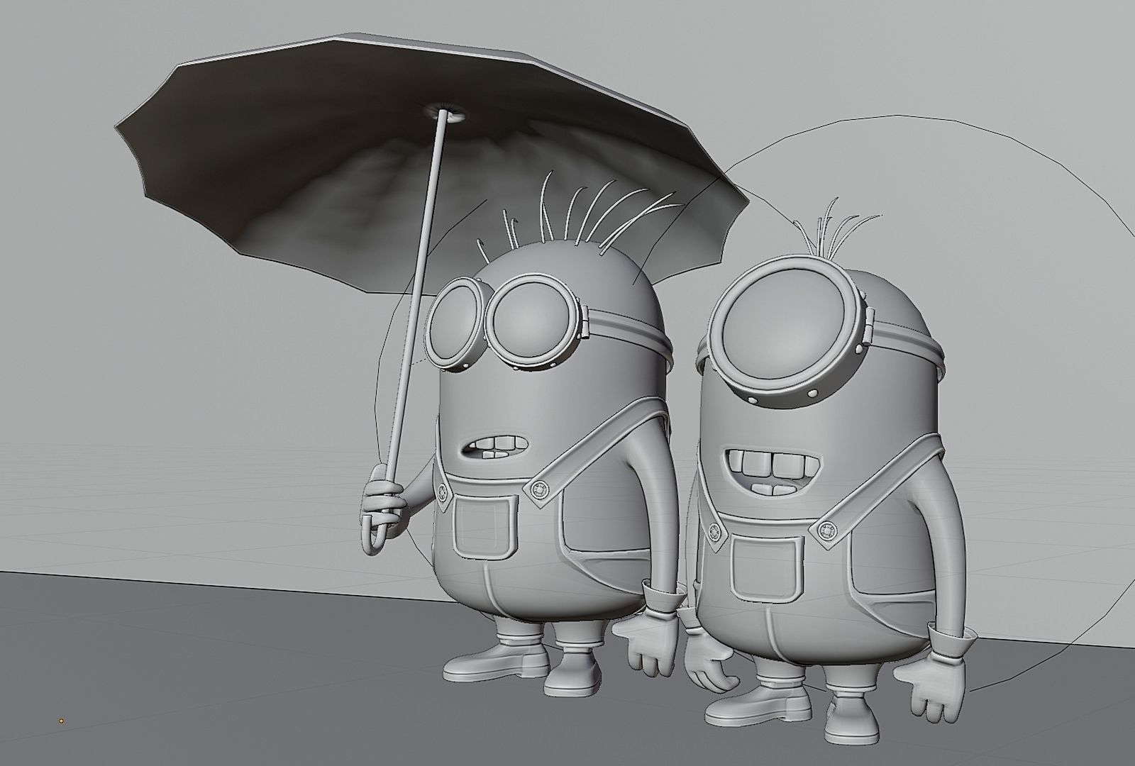Two minions under an umbrella 3D model | CGTrader