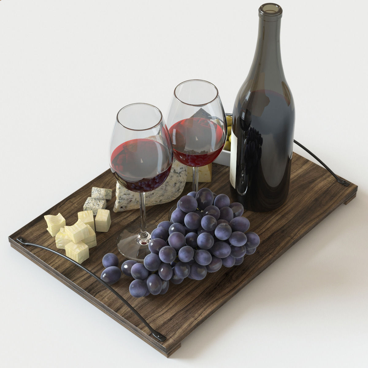 Red Wine and Grapes 3D model | CGTrader