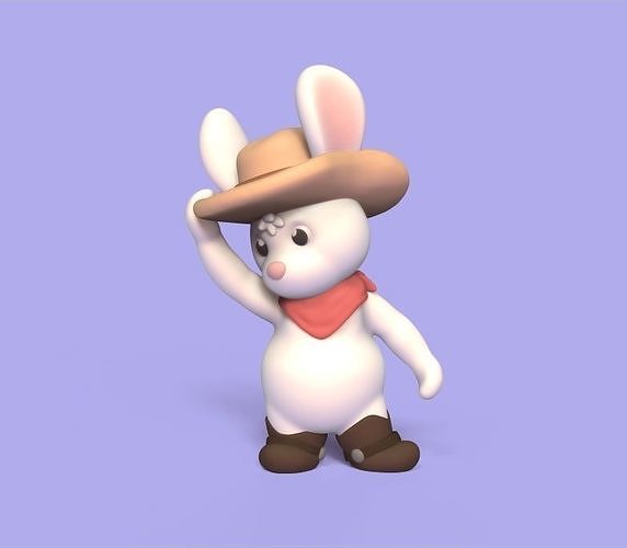 Cowboy Rabbit 3D model 3D printable | CGTrader