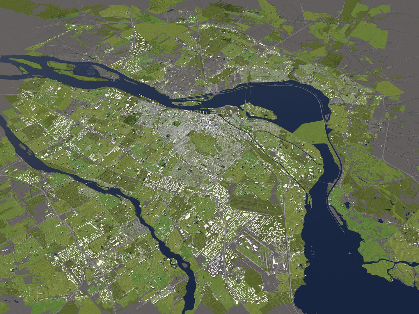 Montreal Canada 50x50km 3D City Map 3D model | CGTrader