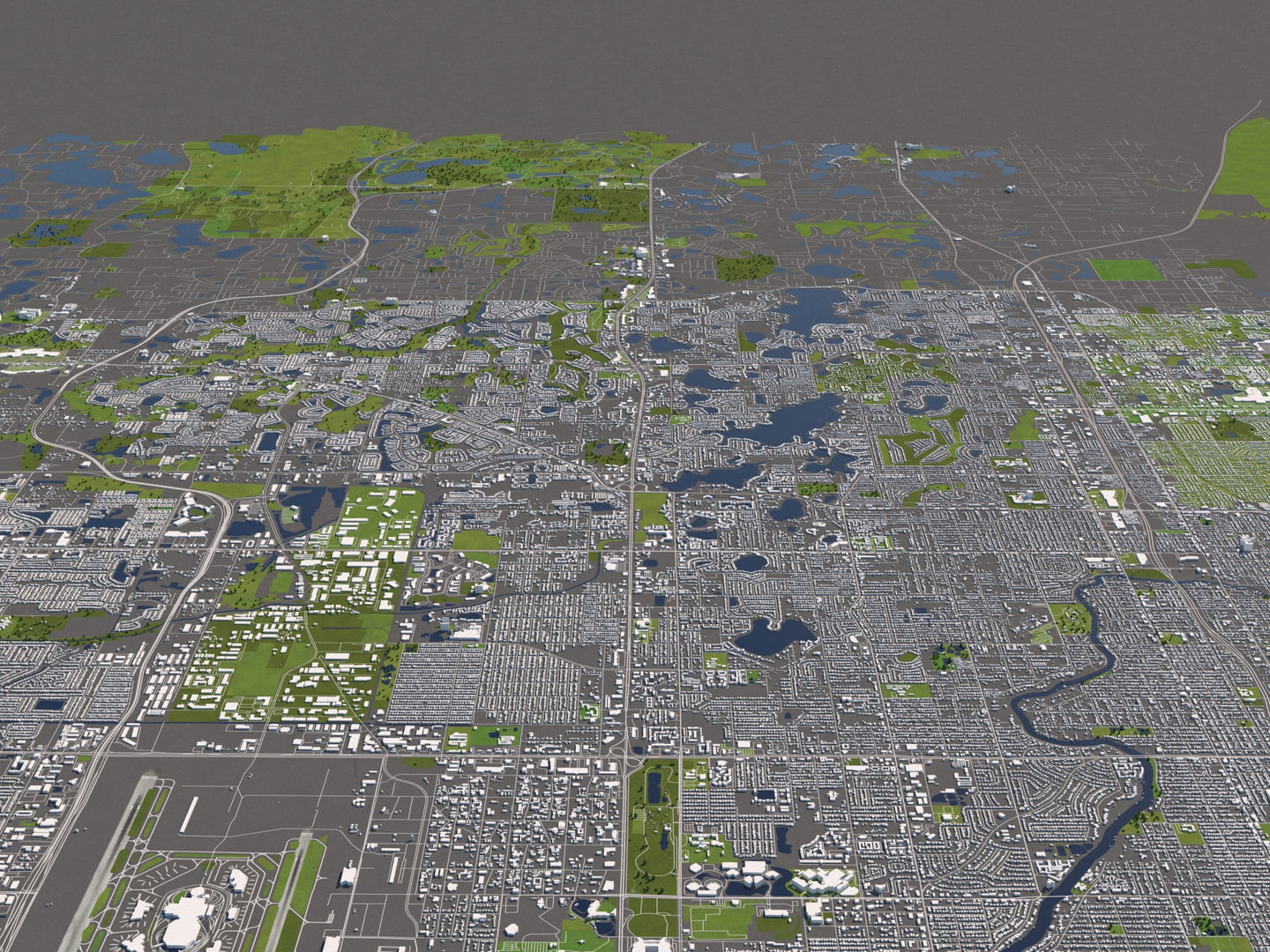 Tampa 50x50km 3D City Map 3D model | CGTrader