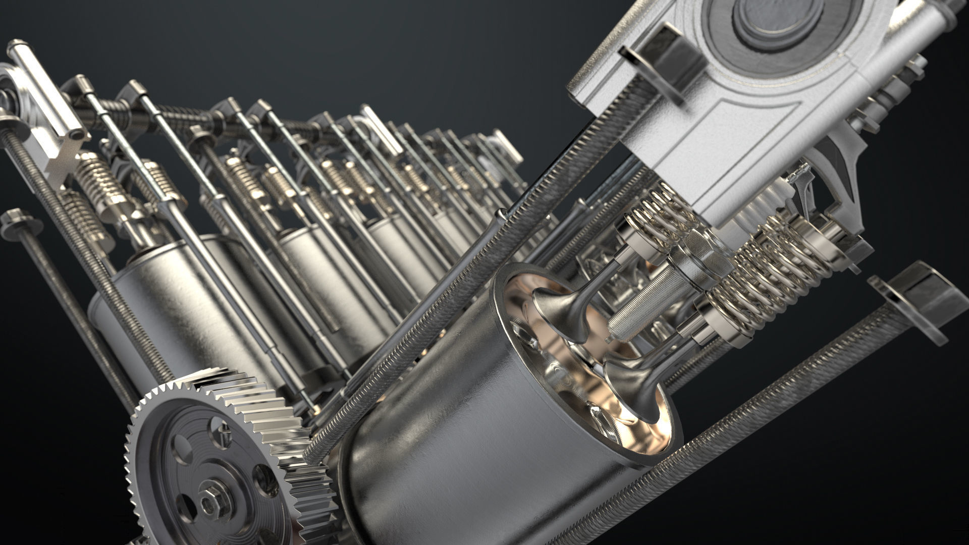 V12 Engine Working Animated 3D model animated rigged | CGTrader