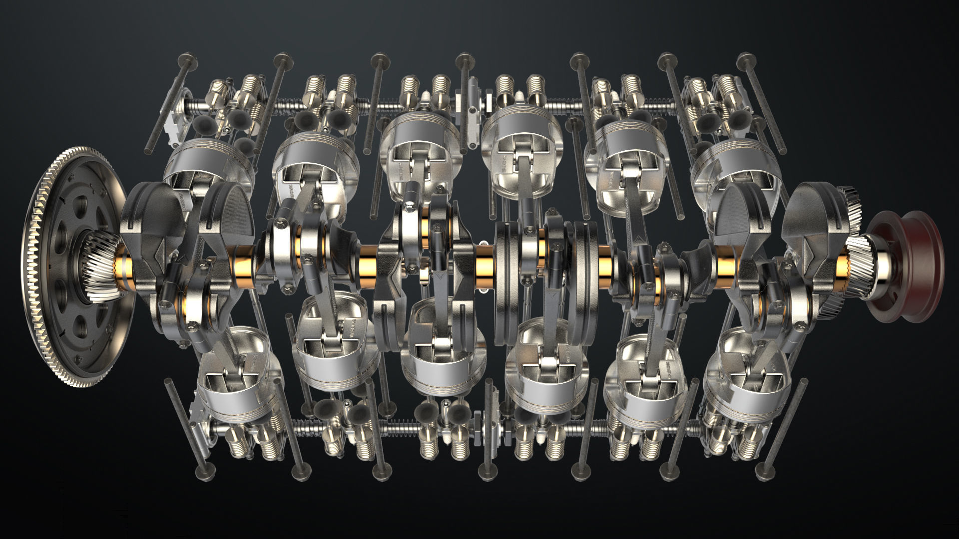 V12 Engine Working Animated 3D model animated rigged | CGTrader