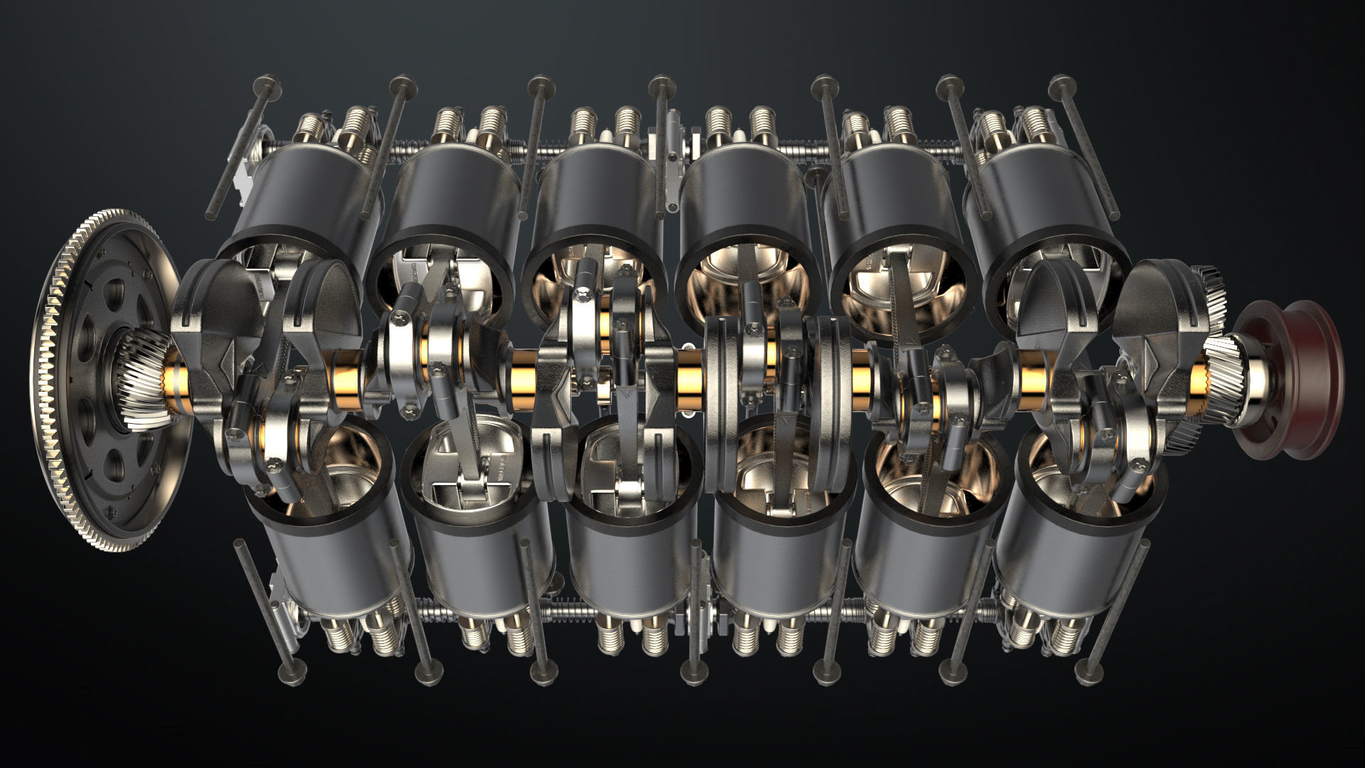 V12 Engine Working Animated 3D model animated rigged | CGTrader