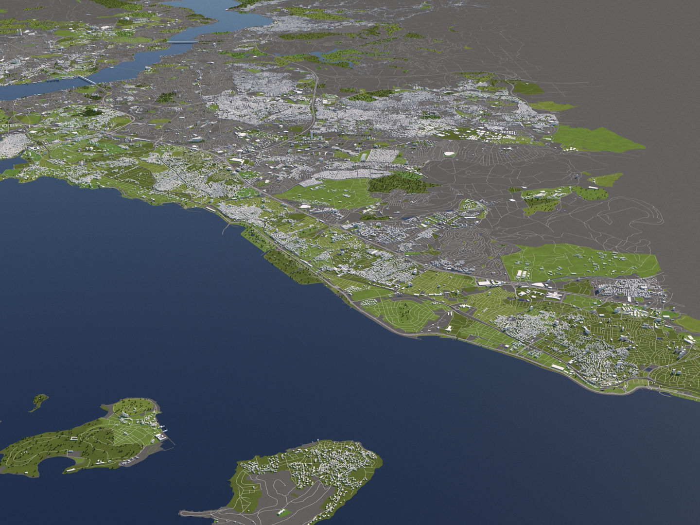 Istanbul Turkey 50x50km City 3D Map 3D model | CGTrader