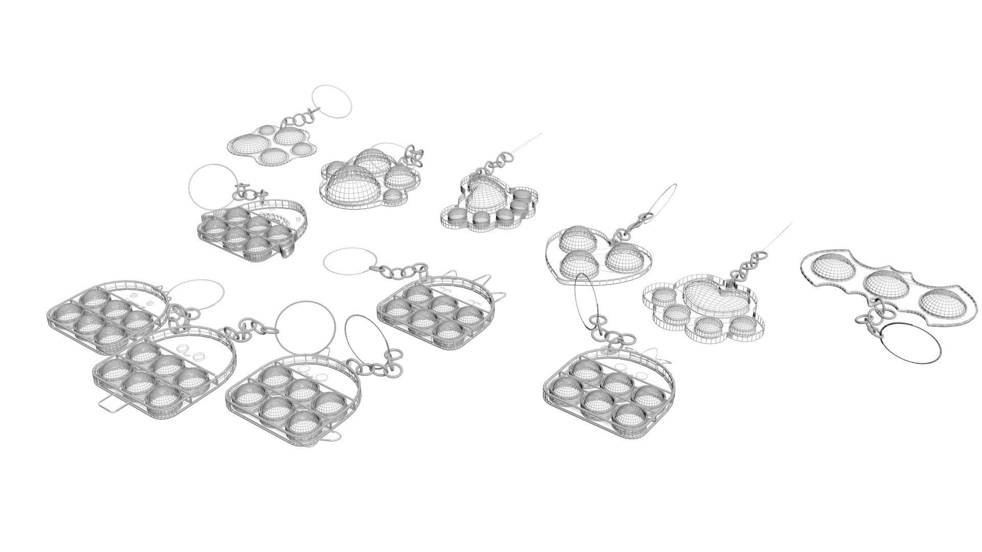 Simple Dimples and Pop It Fidget Toy Keychains Set 3D model | CGTrader