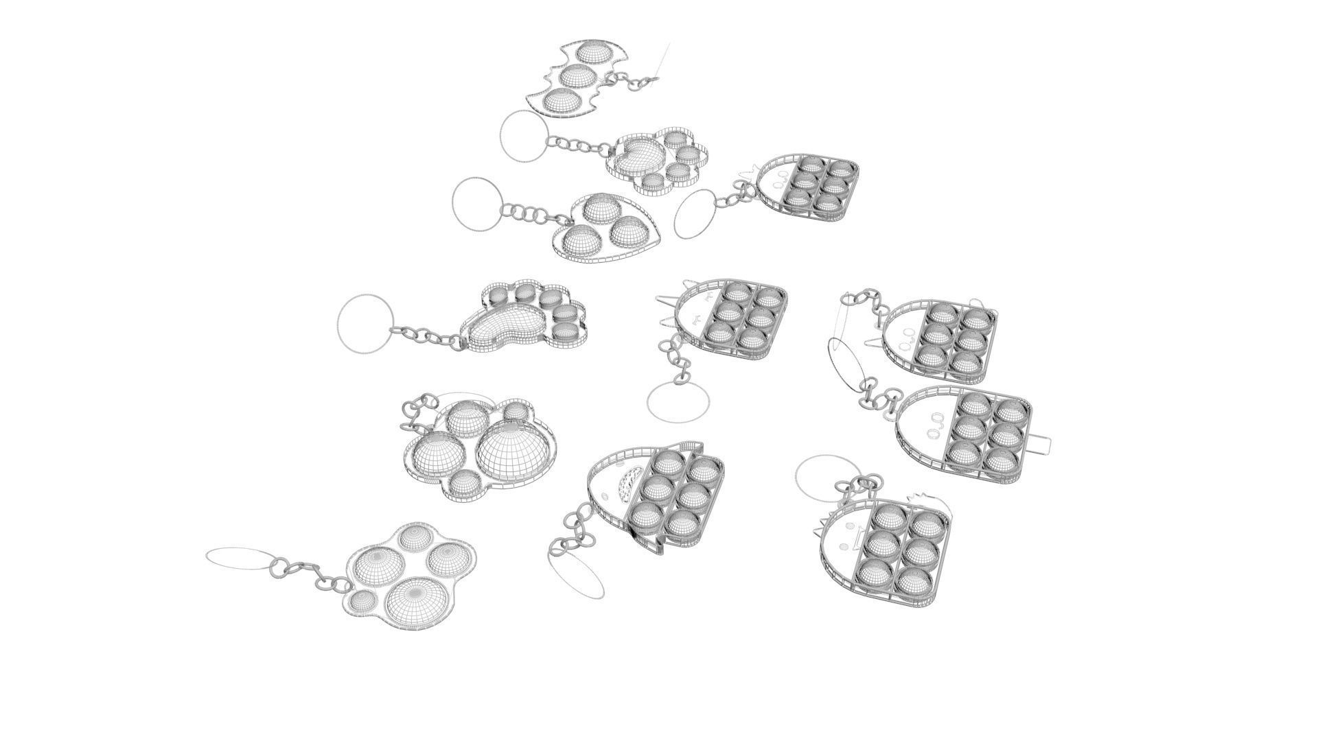 Simple Dimples and Pop It Fidget Toy Keychains Set 3D model | CGTrader