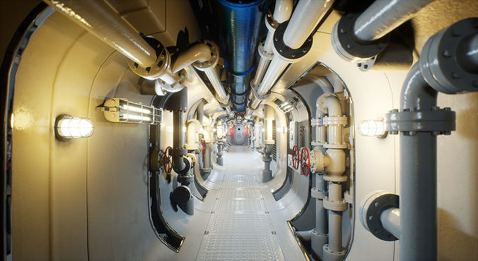 Submarine Industrial Corridor 002 UE4 3D model | CGTrader