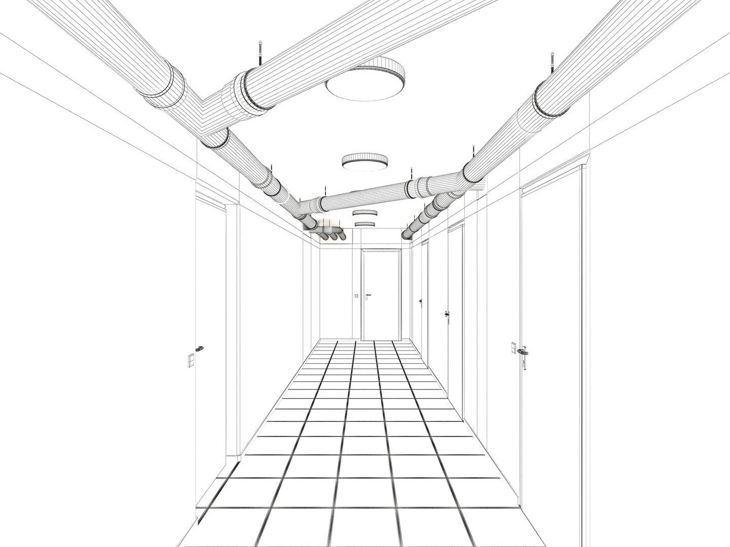 Basement Hallway Corridor 02 3D model | CGTrader