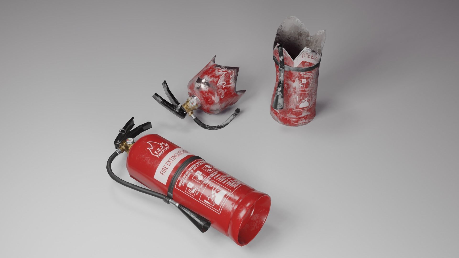 3D model Fire extinguisher Clean and Broken - 3D Model Low Poly VR / AR ...