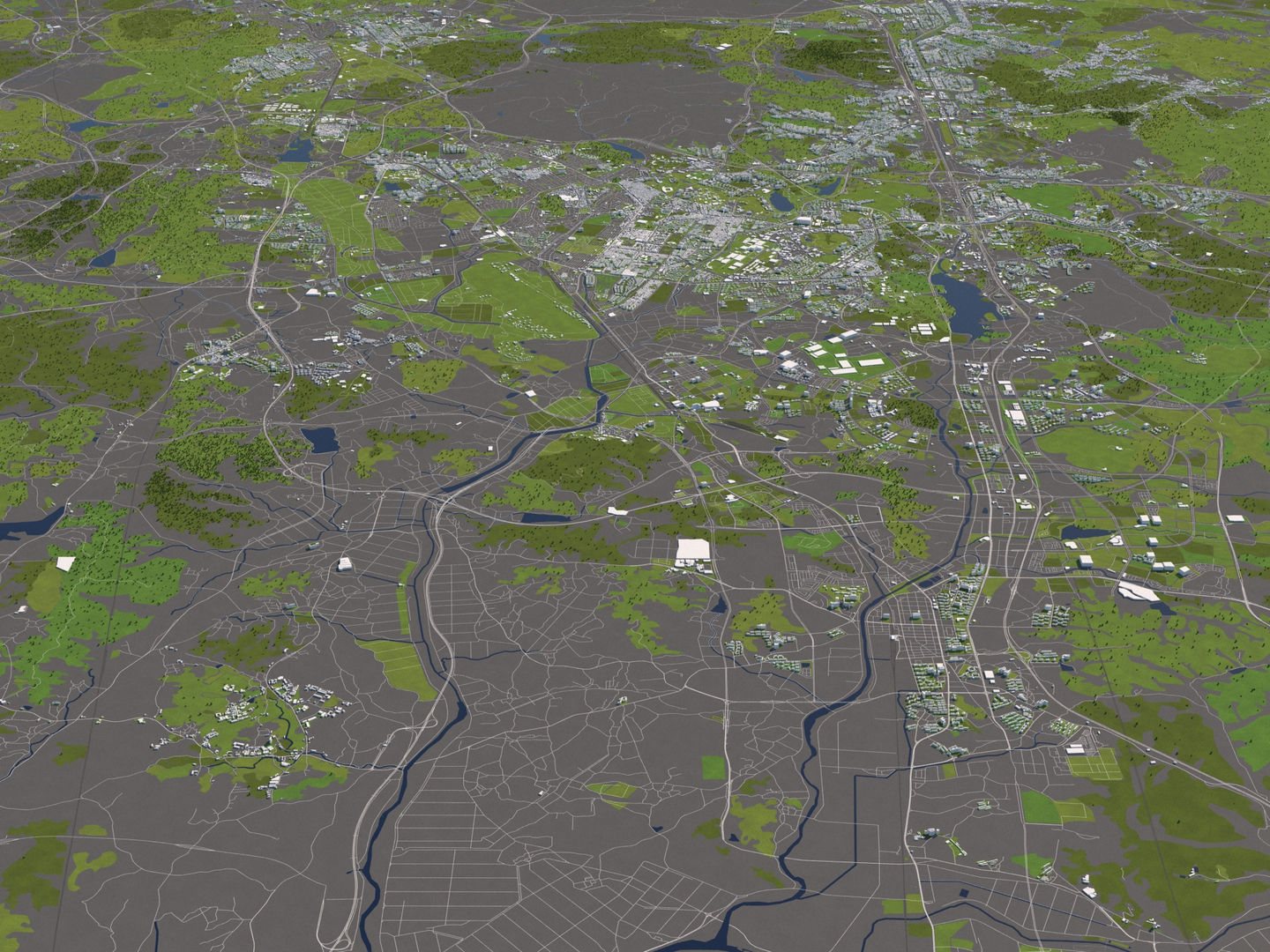Suwon South Korea 50x50km 3D City Map 3D model | CGTrader