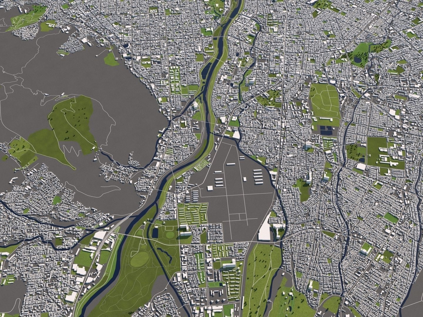 Sapporo Japan 50x50km 3D City Map 3D model | CGTrader