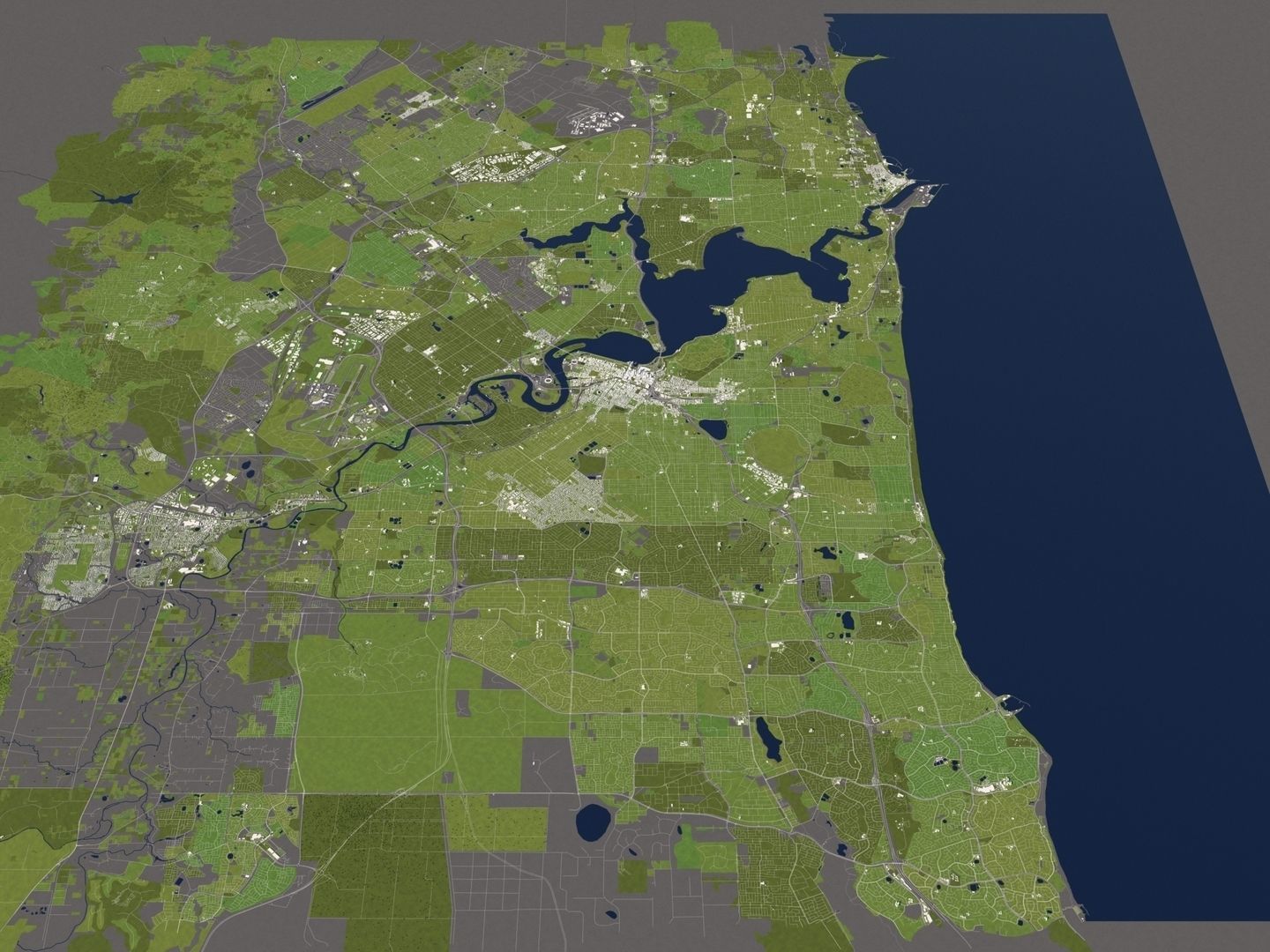 Perth Australia 50x50km 3D City Map 3D model | CGTrader