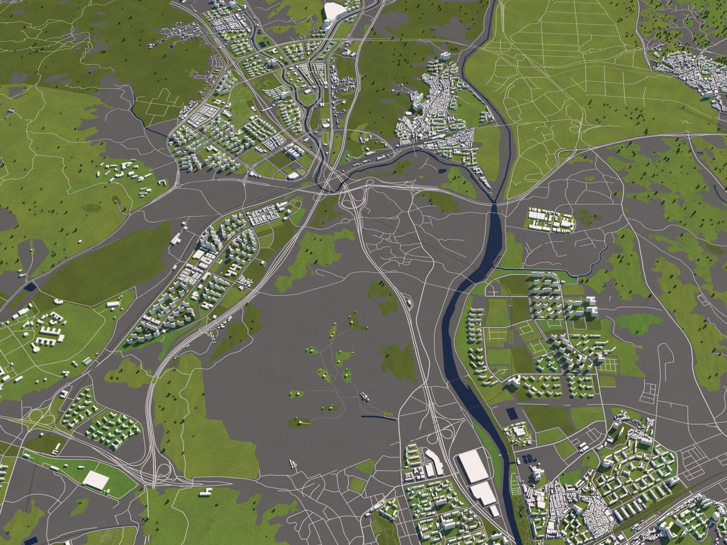 Seoul South Korea 50x50km 3D City Map 3D model | CGTrader