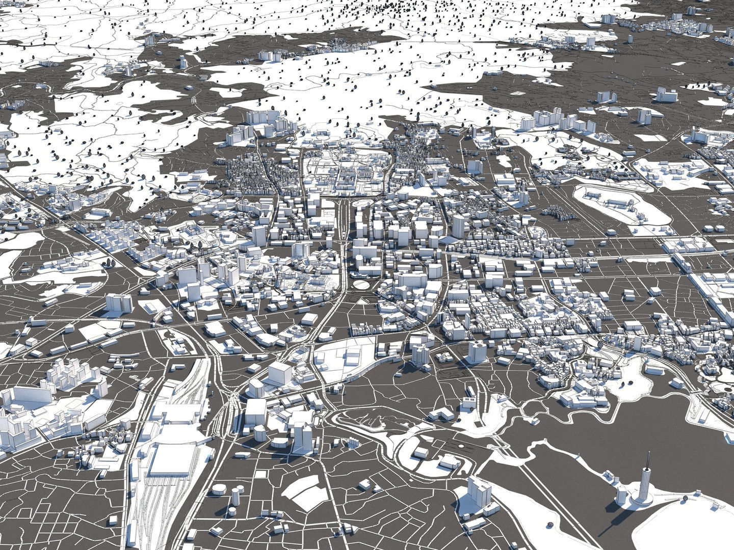 Seoul South Korea 50x50km 3D City Map 3D model | CGTrader