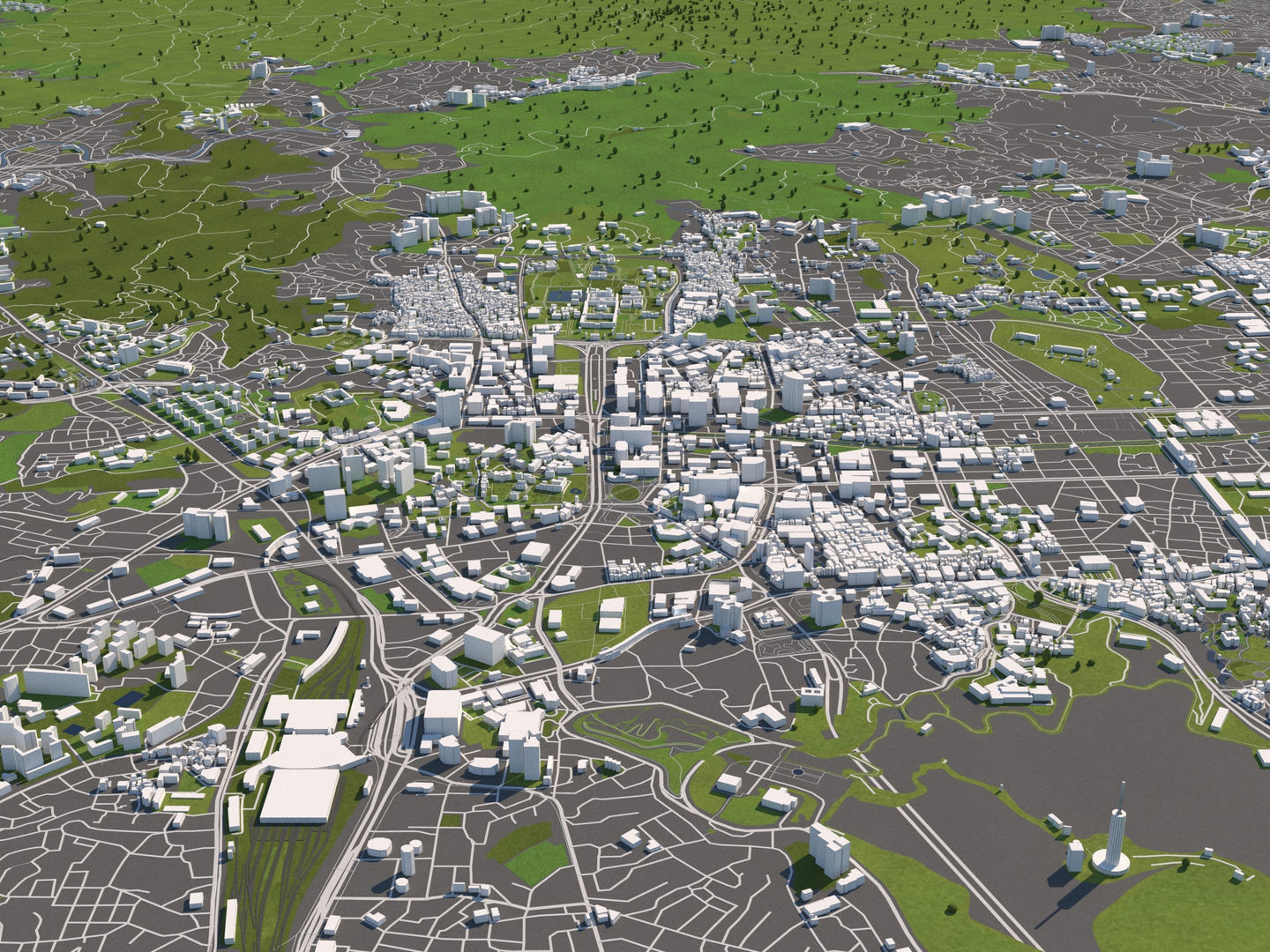 Seoul South Korea 50x50km 3D City Map 3D model | CGTrader