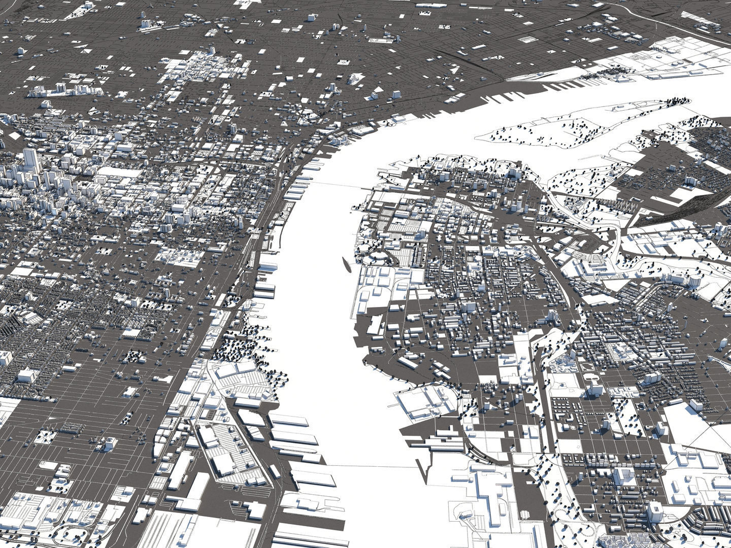 Philadelphia 50x50km 3D City Map 3D model | CGTrader
