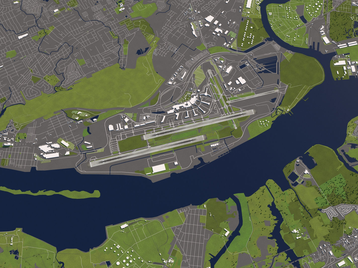 Philadelphia 50x50km 3D City Map 3D model | CGTrader