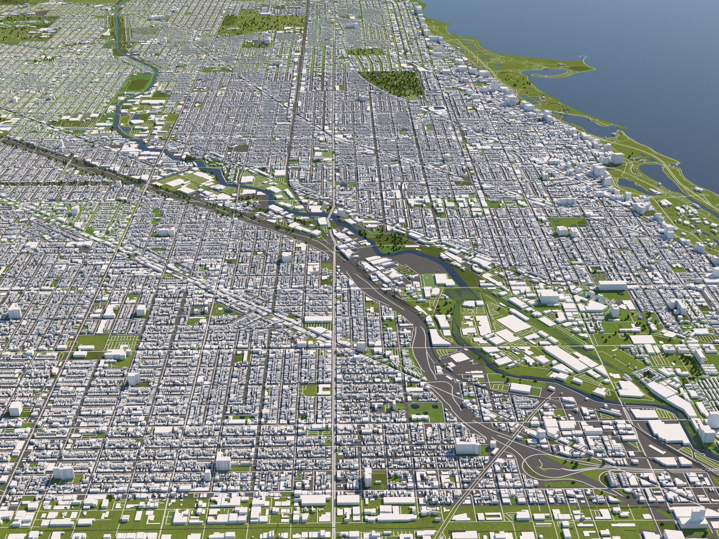 Chicago 50x50km 3D City Map 3D model | CGTrader