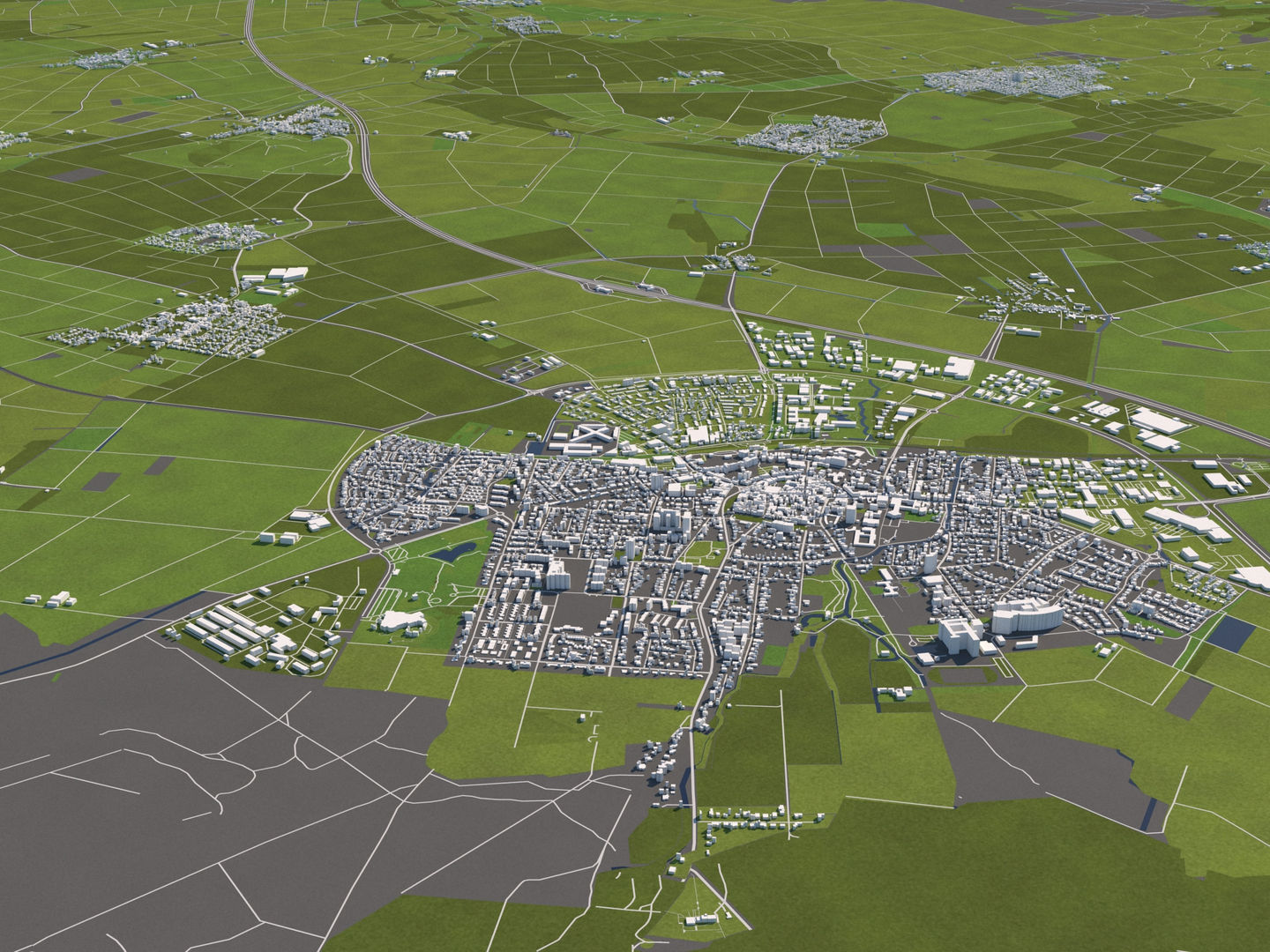 Bonn Germany 50x50km 3D City Map 3D model | CGTrader