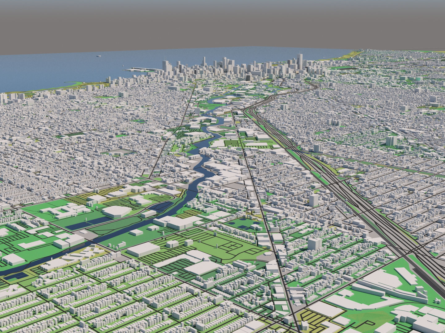 Chicago Illinois USA 25x25km 3D City Map 3D model | CGTrader