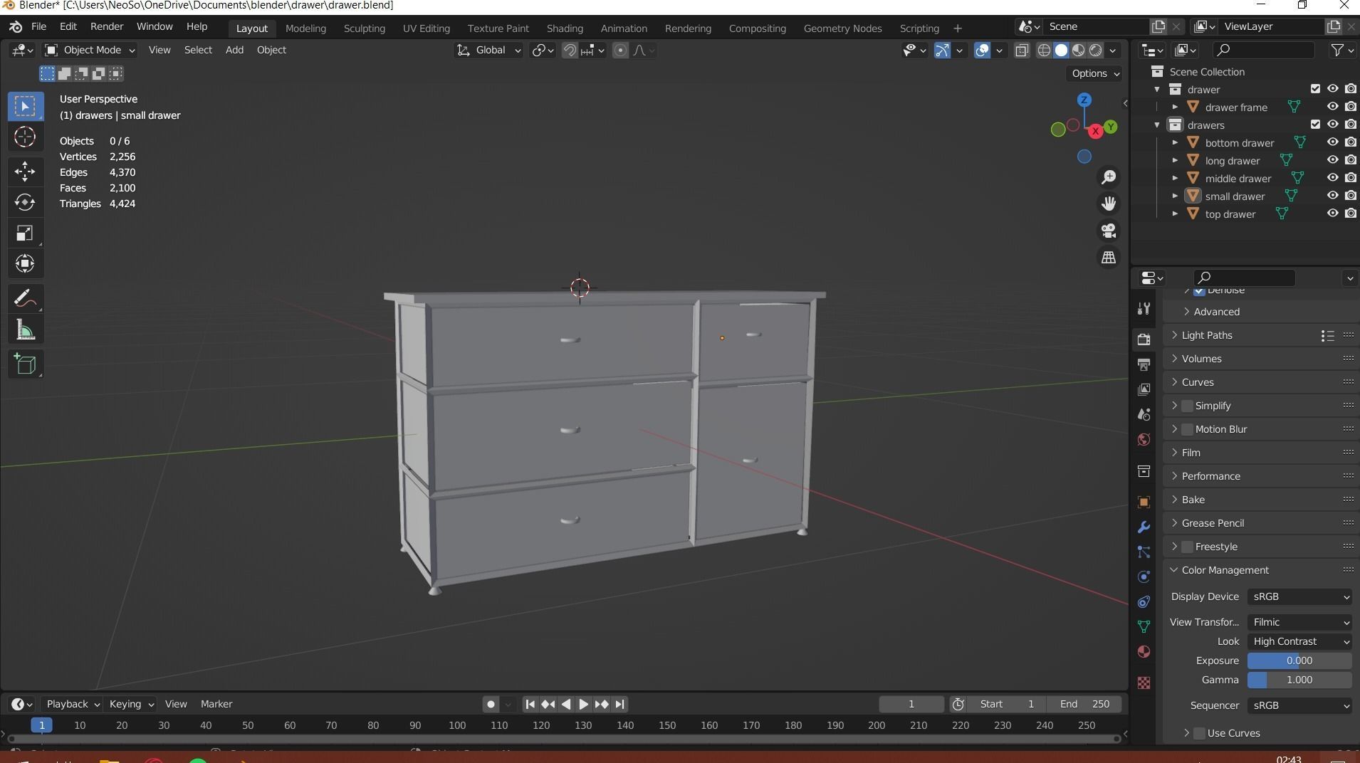 Metal frame drawer 3D model | CGTrader