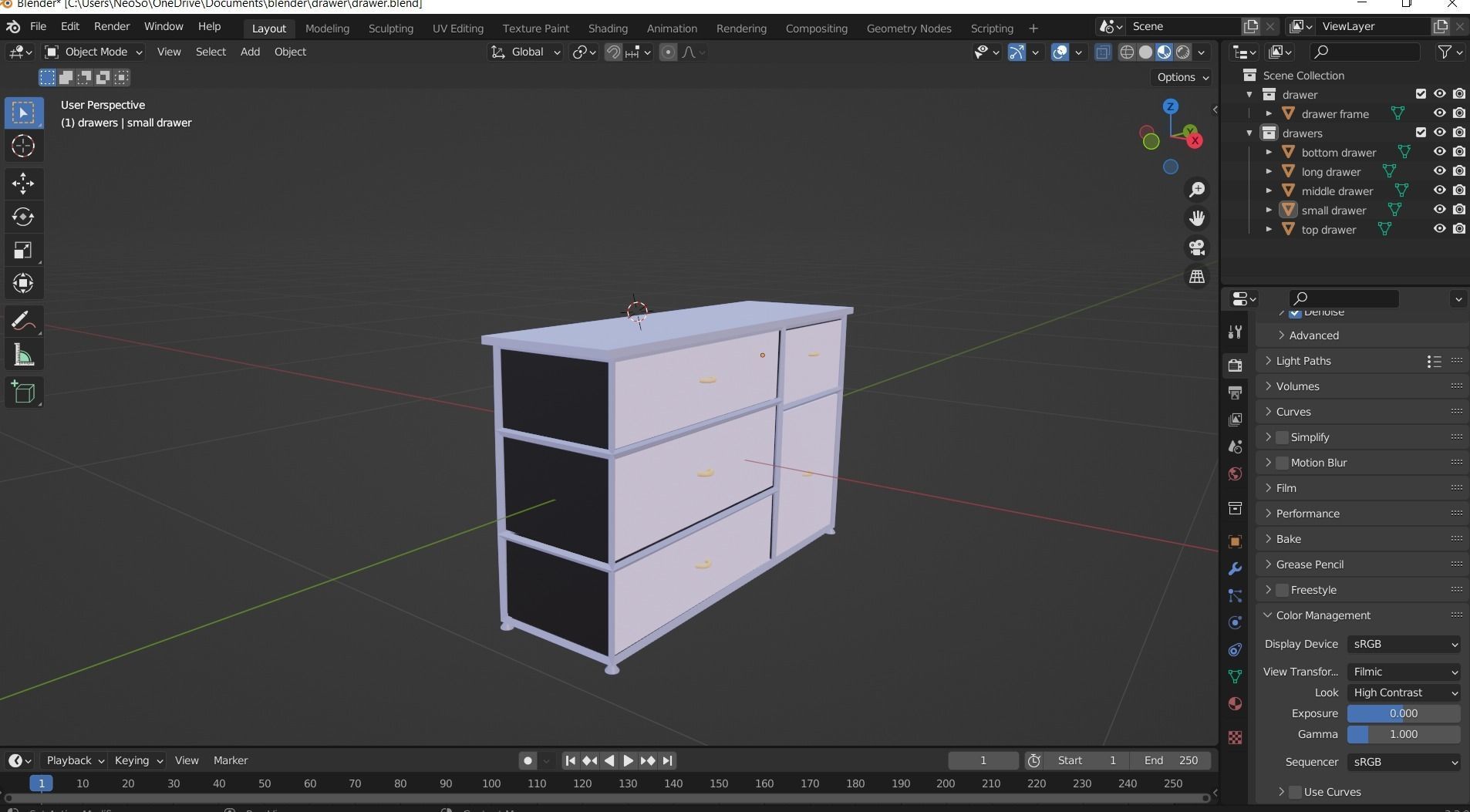 Metal frame drawer 3D model | CGTrader