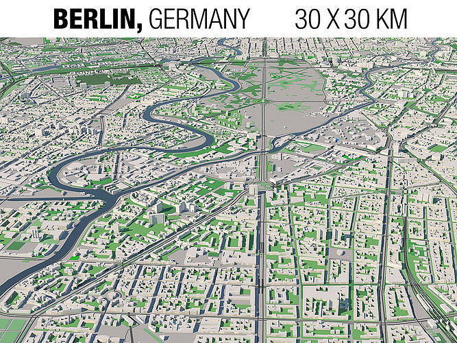 Berlin Germany 30x30km 3D City Map 3D model | CGTrader